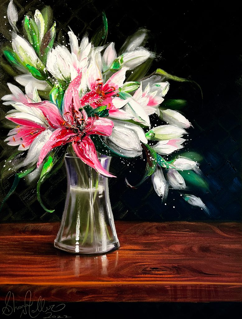 Lilies in Glass Vase - Shona Moller Gallery